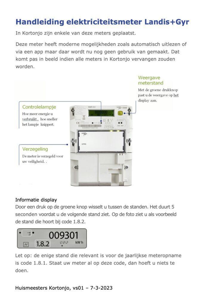 Handleiding nieuwe elektriciteitsmeter | Kortonjo Activiteiten